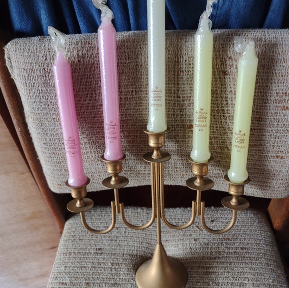 Accents | Vintage Gold Five Candlesticks Holder With Five Hallmark ...